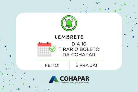 Site da Cohapar oferece opção para emitir o boleto mensal de forma ...